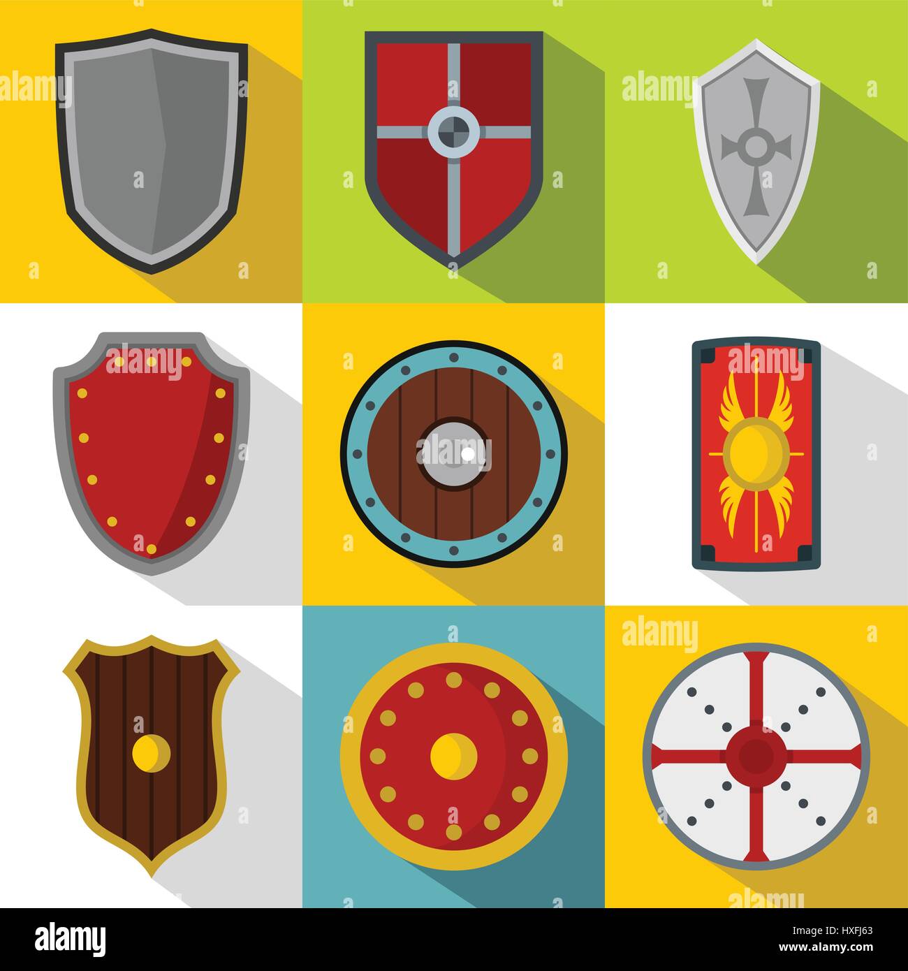 Combat shield icons set, flat style Stock Vector Image & Art - Alamy