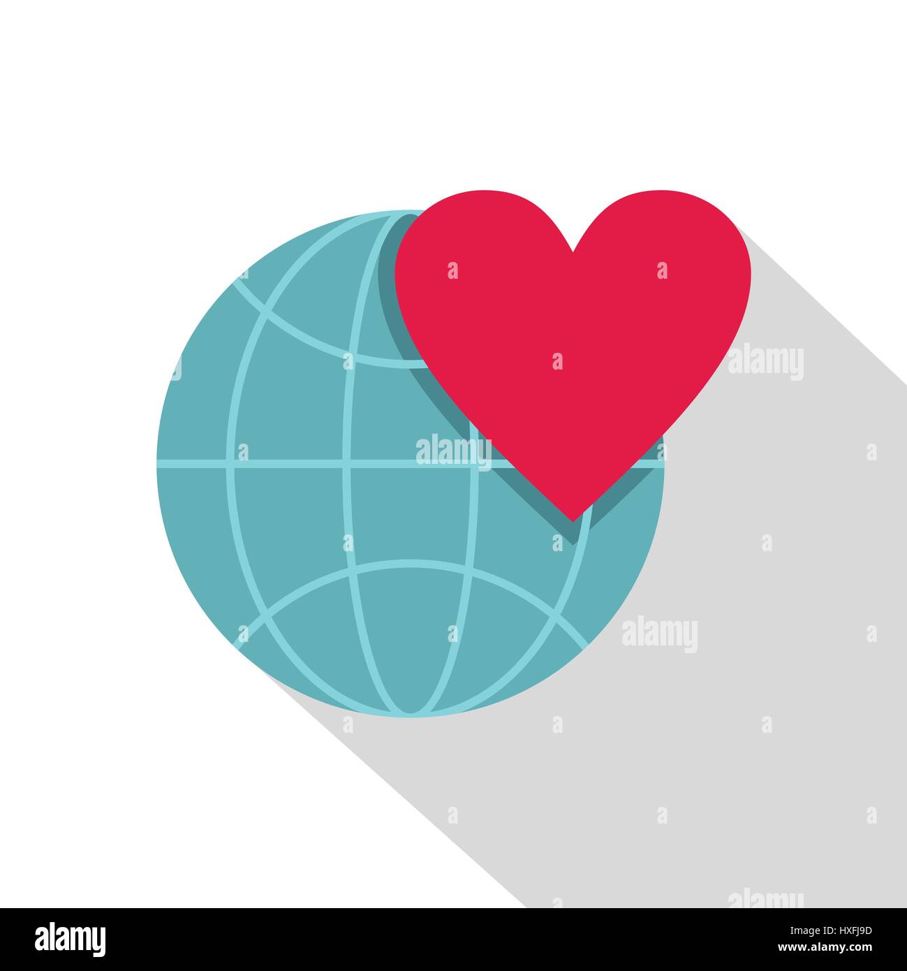Earth world globe with heart icon, flat style Stock Vector Image & Art ...