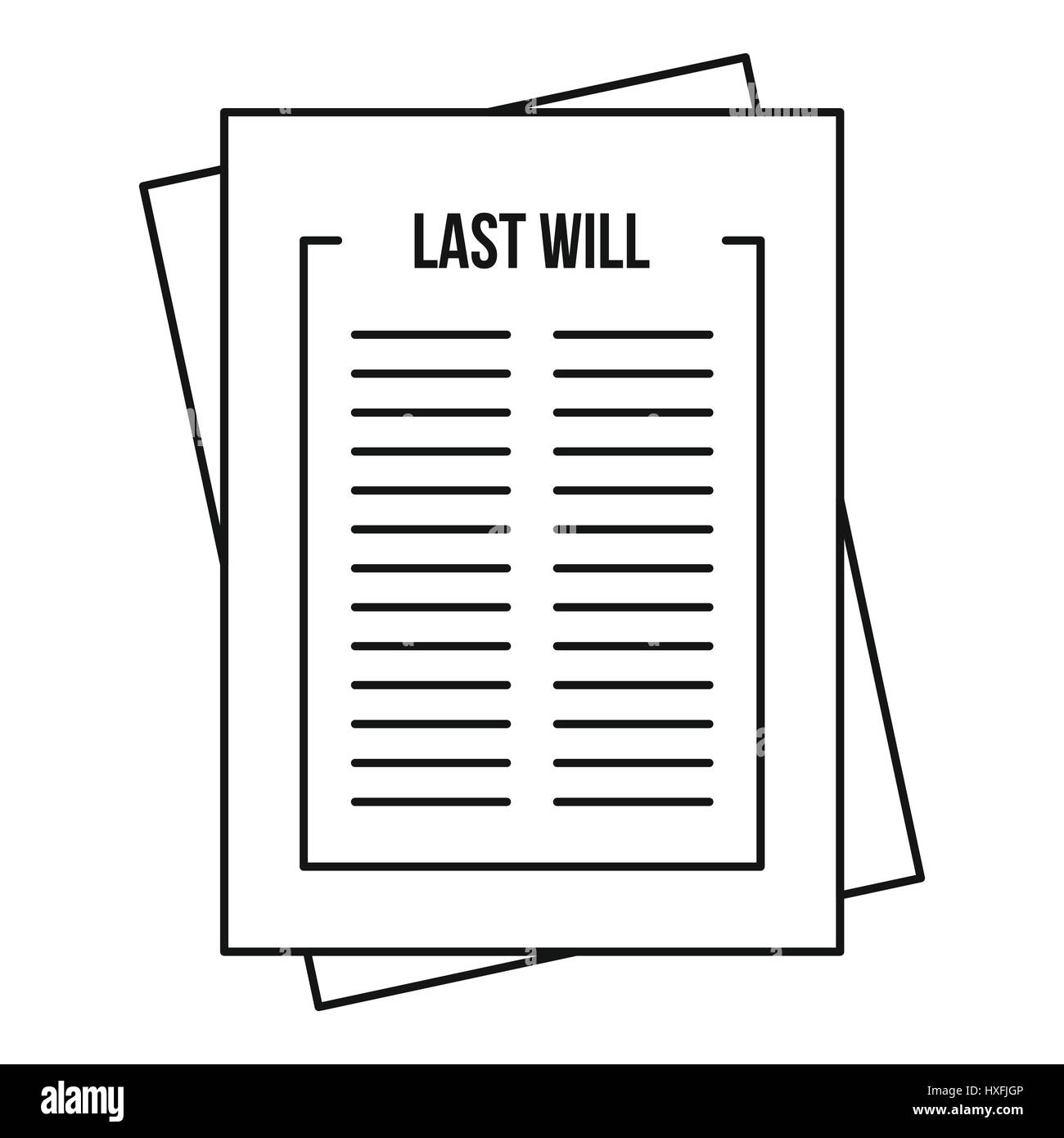 Will icon, outline style Stock Vector Image & Art - Alamy