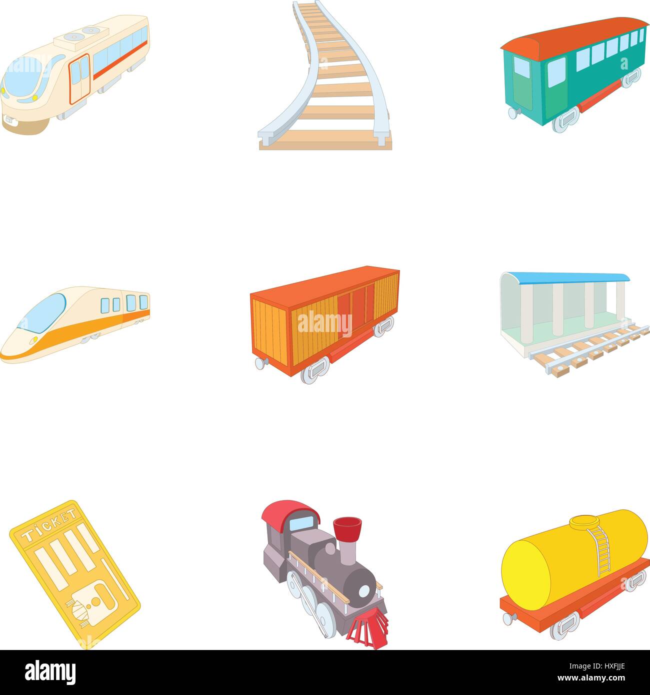 Train ride icons set, cartoon style Stock Vector Image & Art - Alamy