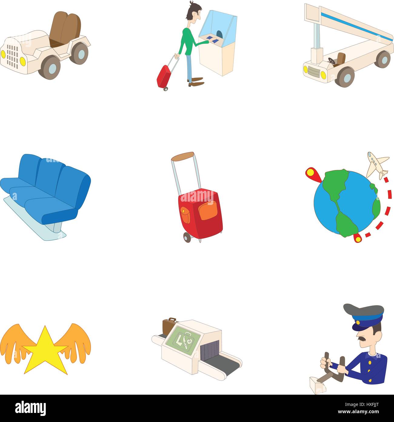 Arrive at airport icons set, cartoon style Stock Vector Image & Art - Alamy Arrive at airport icons set, cartoon style Stock Vector Image & Art - Alamy