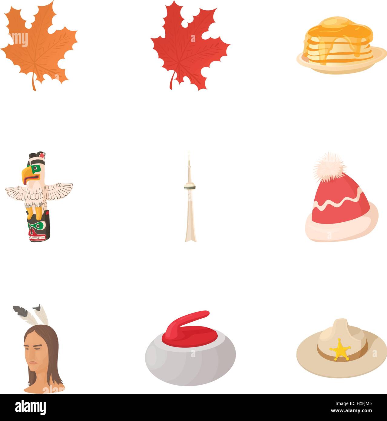 Canadian Culture Icons Set Cartoon High Resolution Stock Photography ...