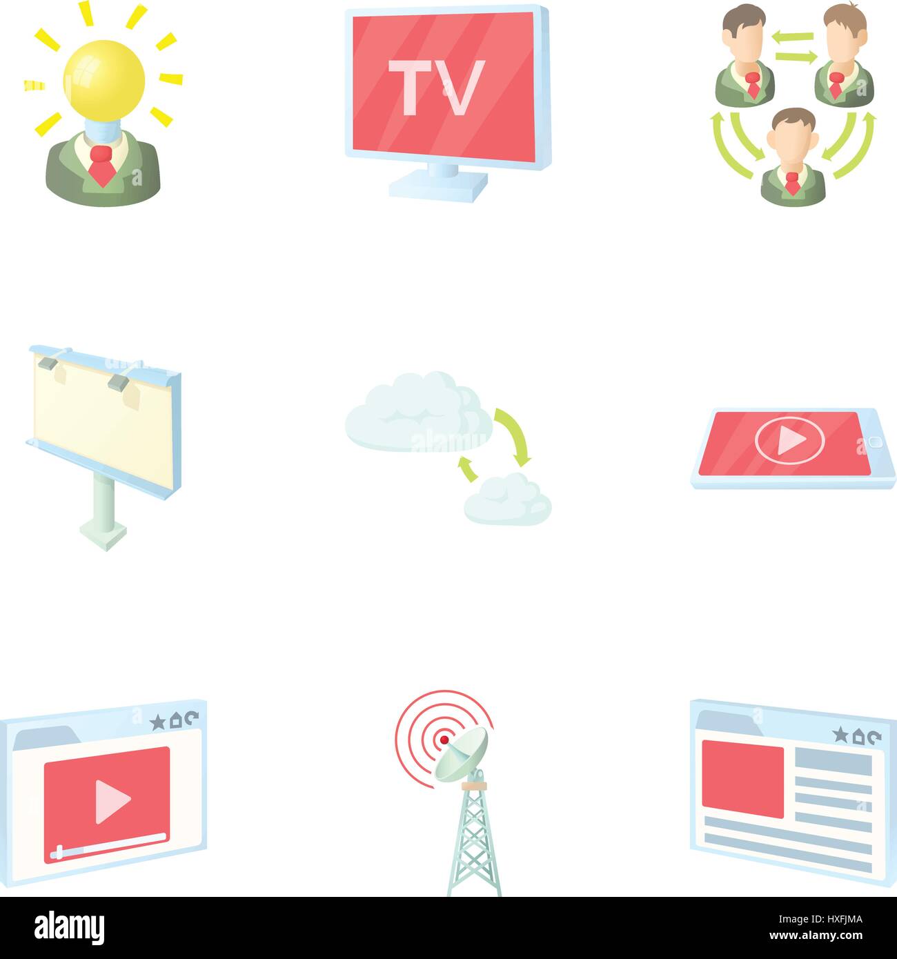 Broadcast icons set, cartoon style Stock Vector Image & Art - Alamy
