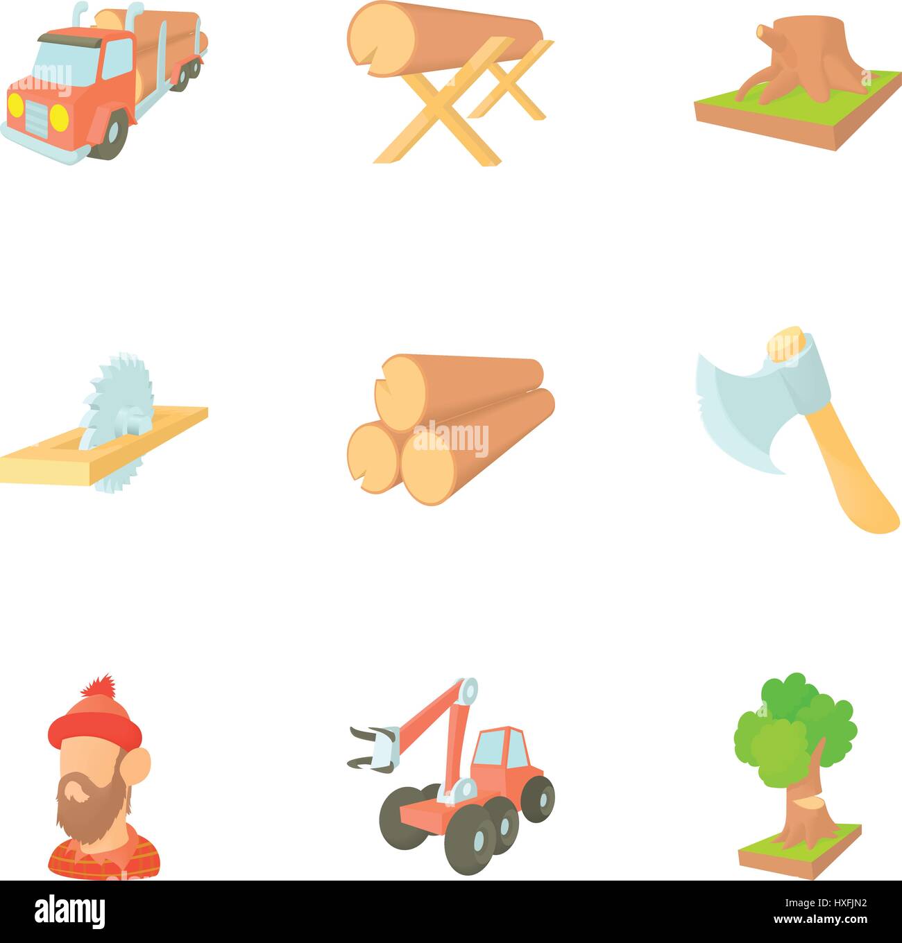 Deforestation icons set, cartoon style Stock Vector Image & Art - Alamy