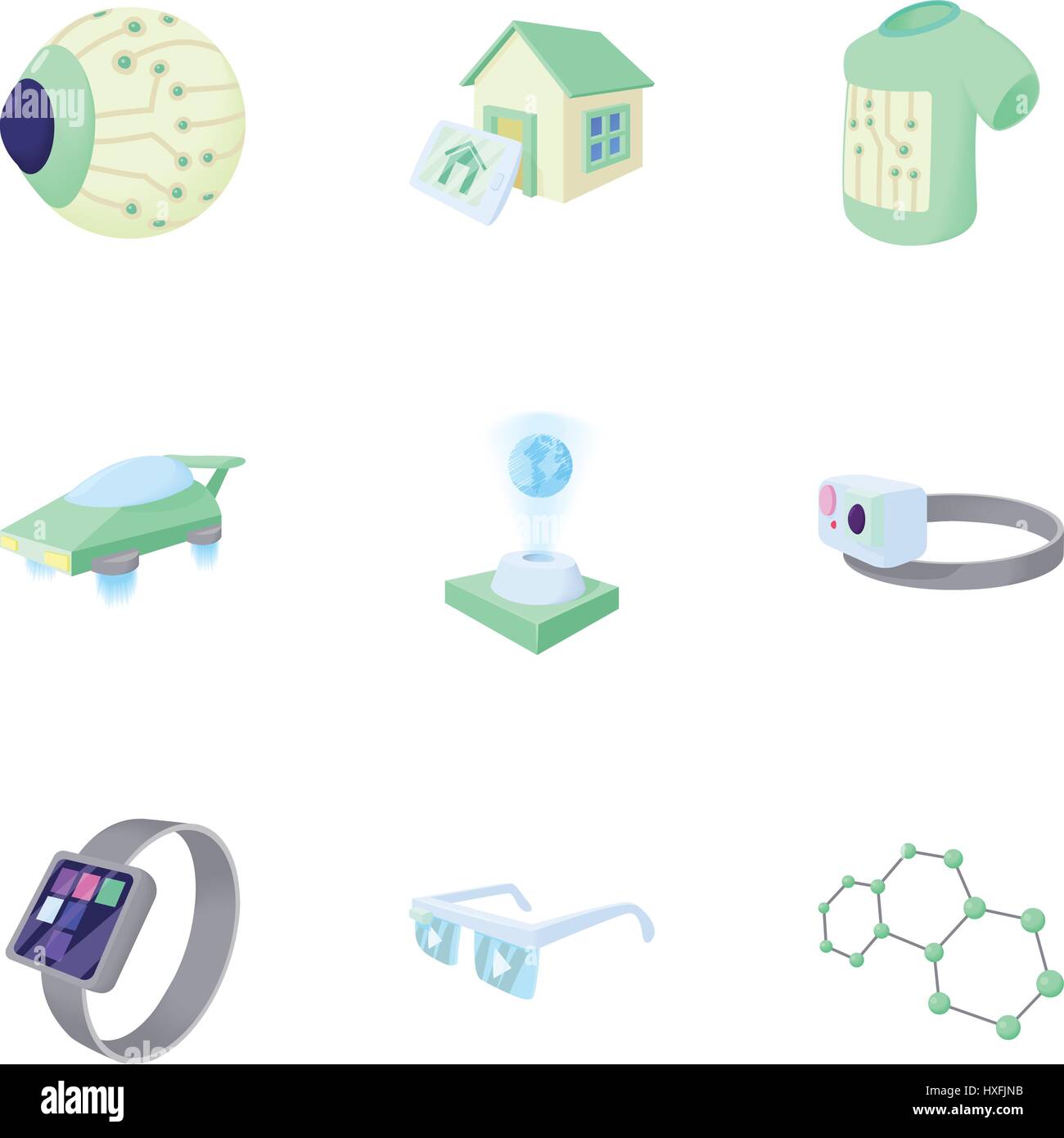 Latest electronic devices icons set, cartoon style Stock Vector Image ...