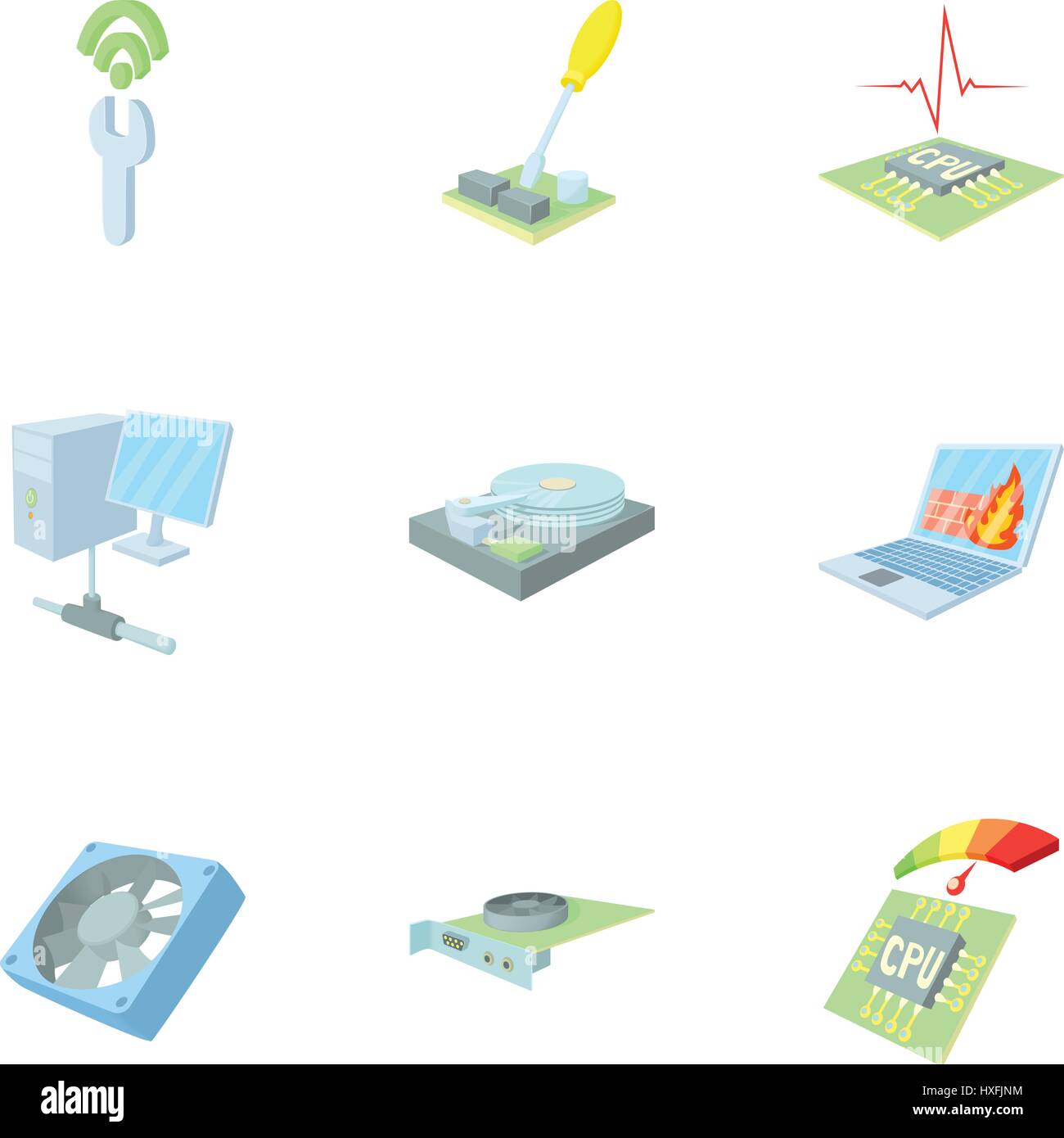 Computer setup icons set, cartoon style Stock Vector Image & Art - Alamy