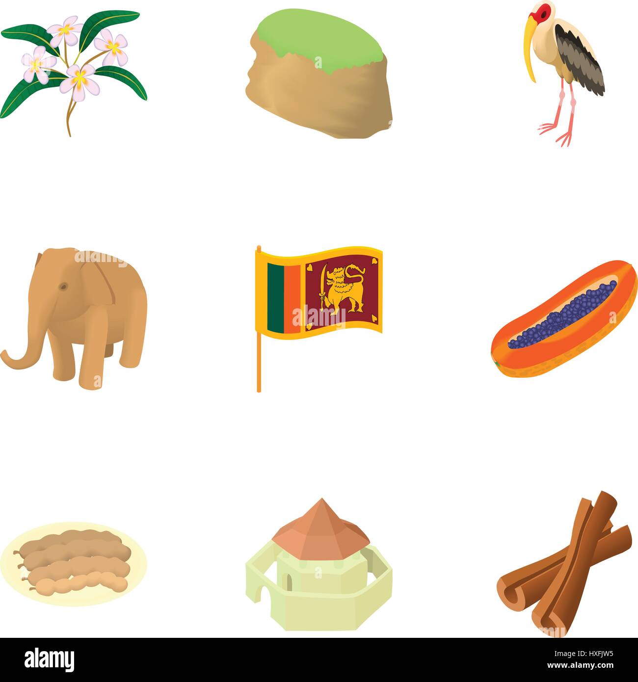 Sri Lanka icons set, cartoon style Stock Vector Image & Art - Alamy