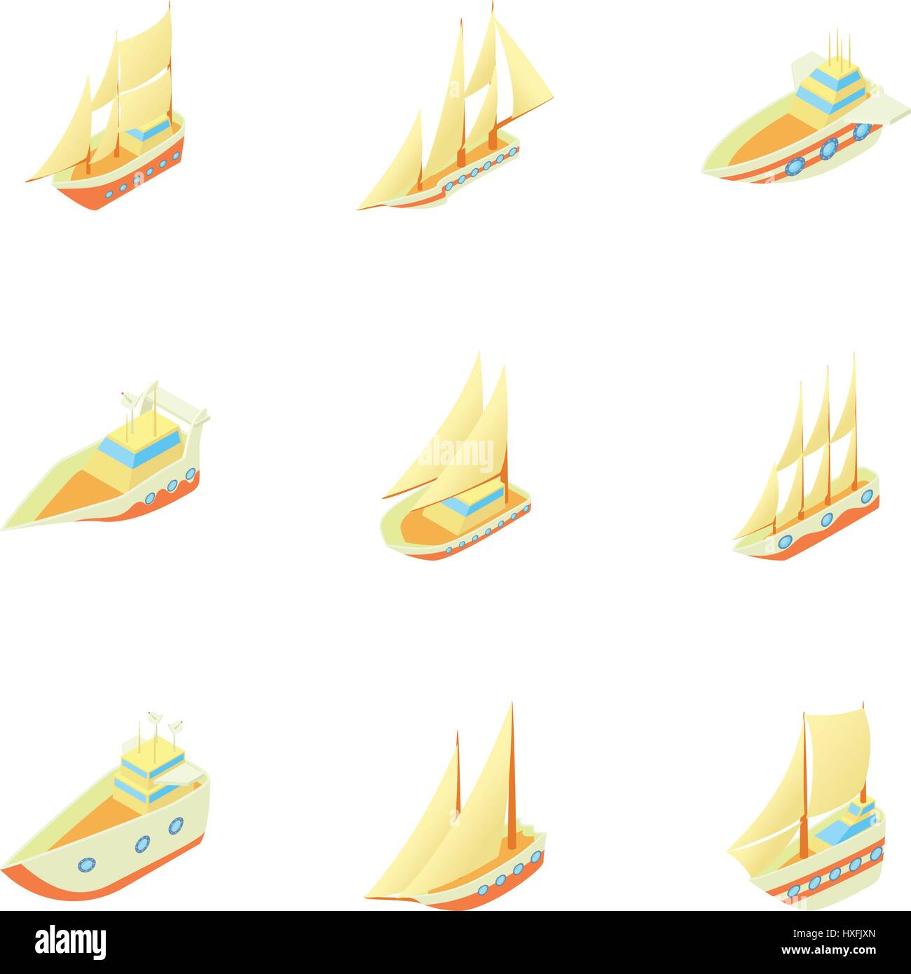 Ships icons set, cartoon style Stock Vector Image & Art - Alamy
