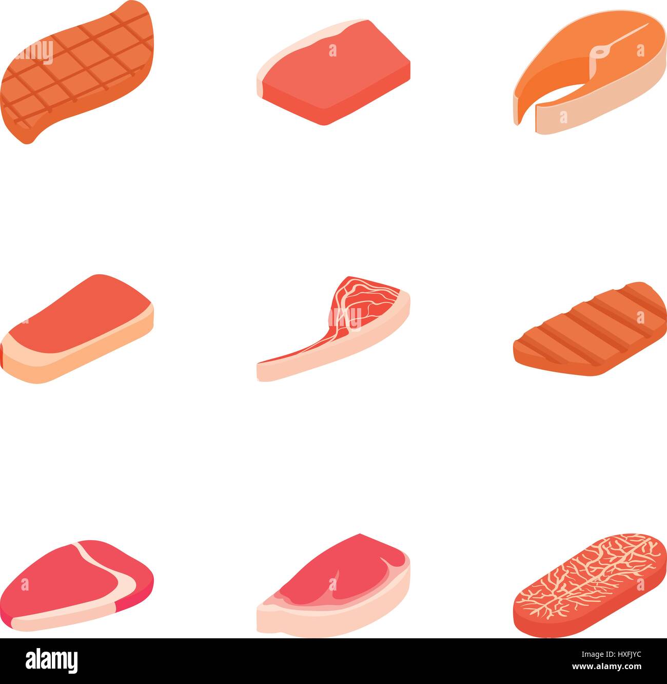 Meat icons set, cartoon style Stock Vector Image & Art - Alamy