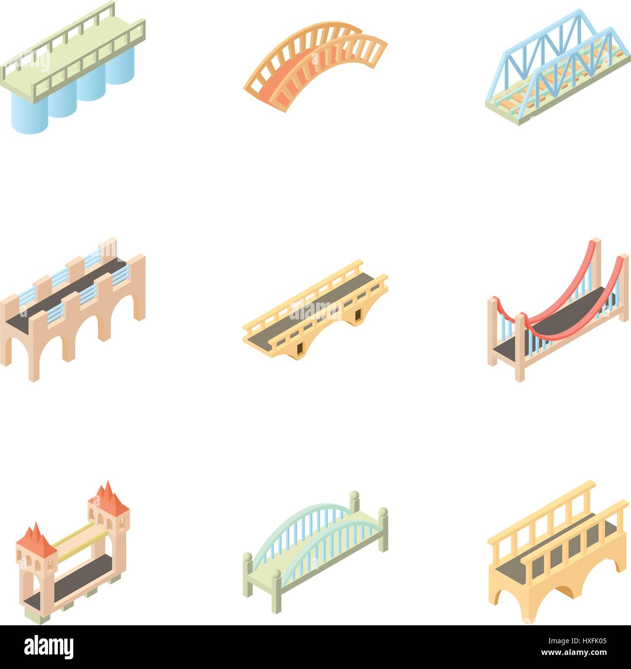 Bridge icons set, cartoon style Stock Vector Image & Art - Alamy