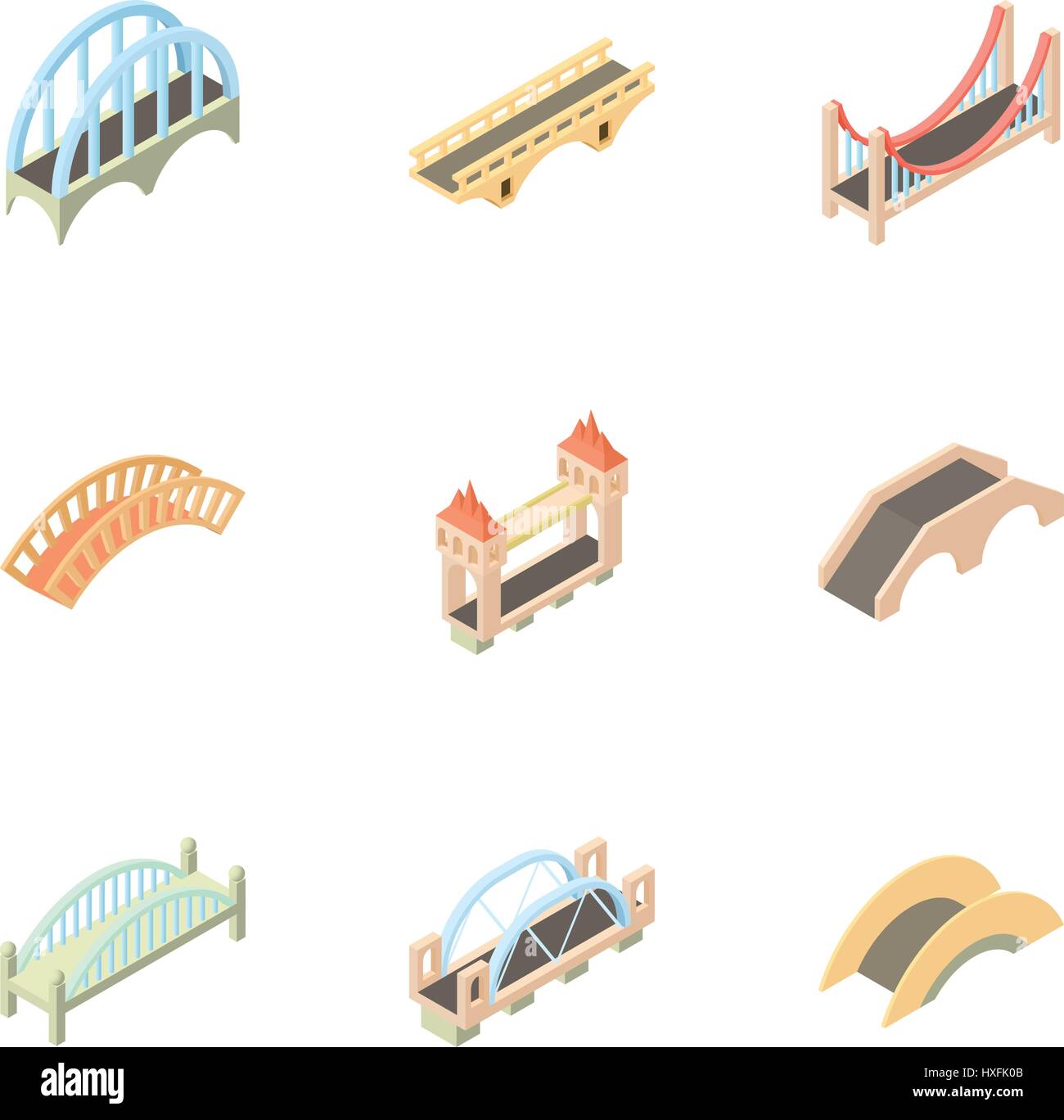 Bridge transition icons set, cartoon style Stock Vector Image & Art - Alamy
