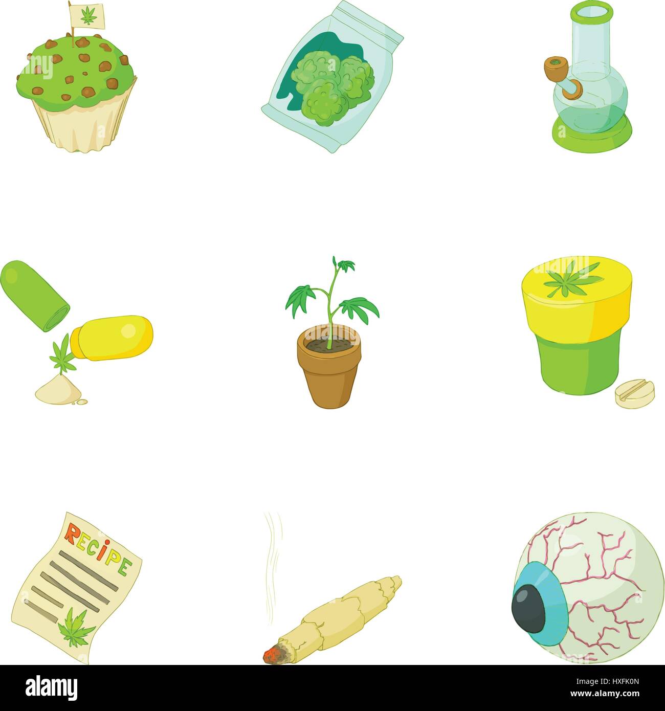 Marijuana icons set, cartoon style Stock Vector Image & Art - Alamy