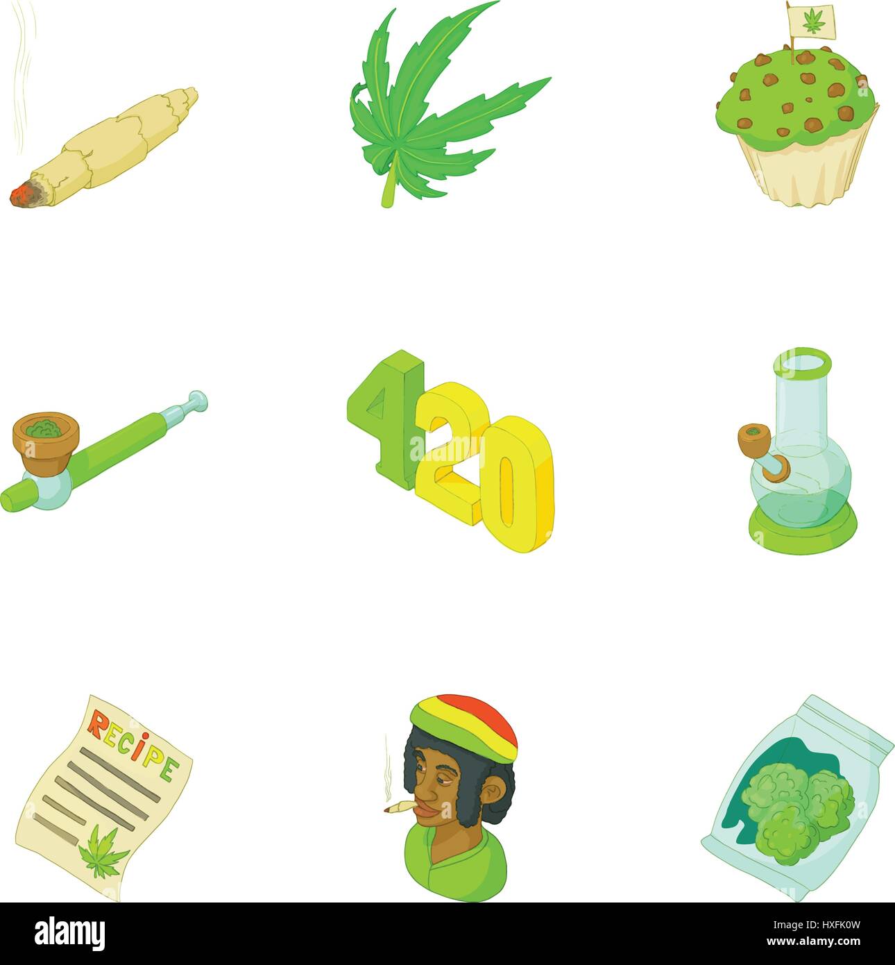 Hemp icons set, cartoon style Stock Vector Image & Art - Alamy