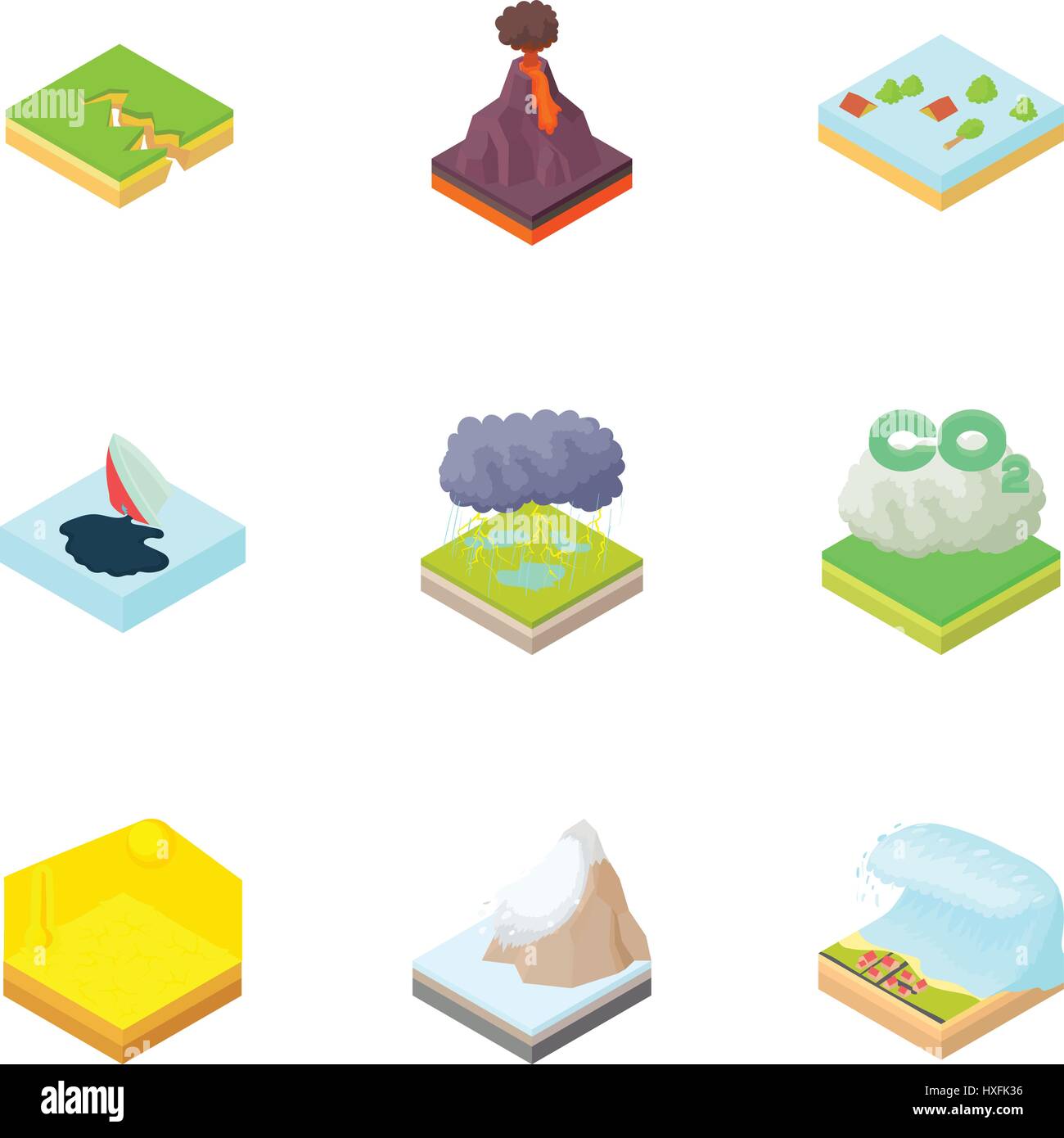 Natural catastrophe icons set, cartoon style Stock Vector Image & Art ...