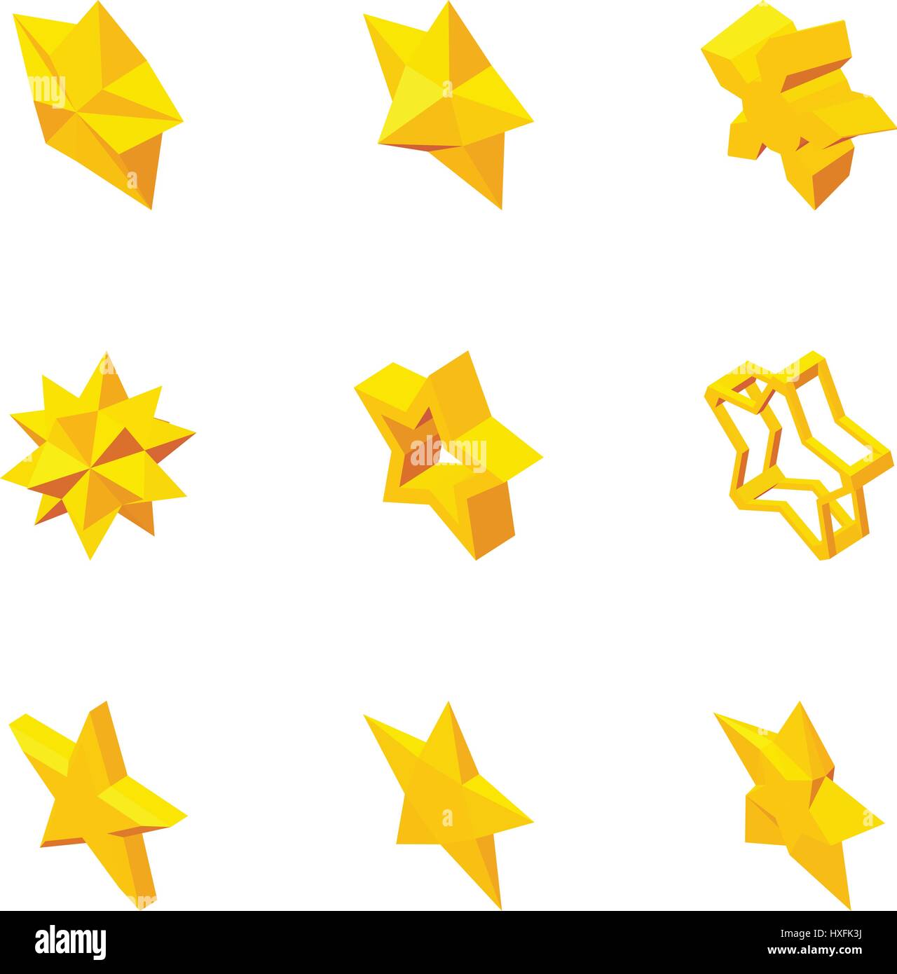 Geometric figure star icons set, cartoon style Stock Vector Image & Art ...