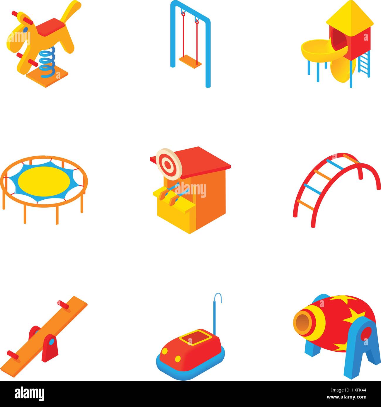 Children entertainment icons set, cartoon style Stock Vector Image ...