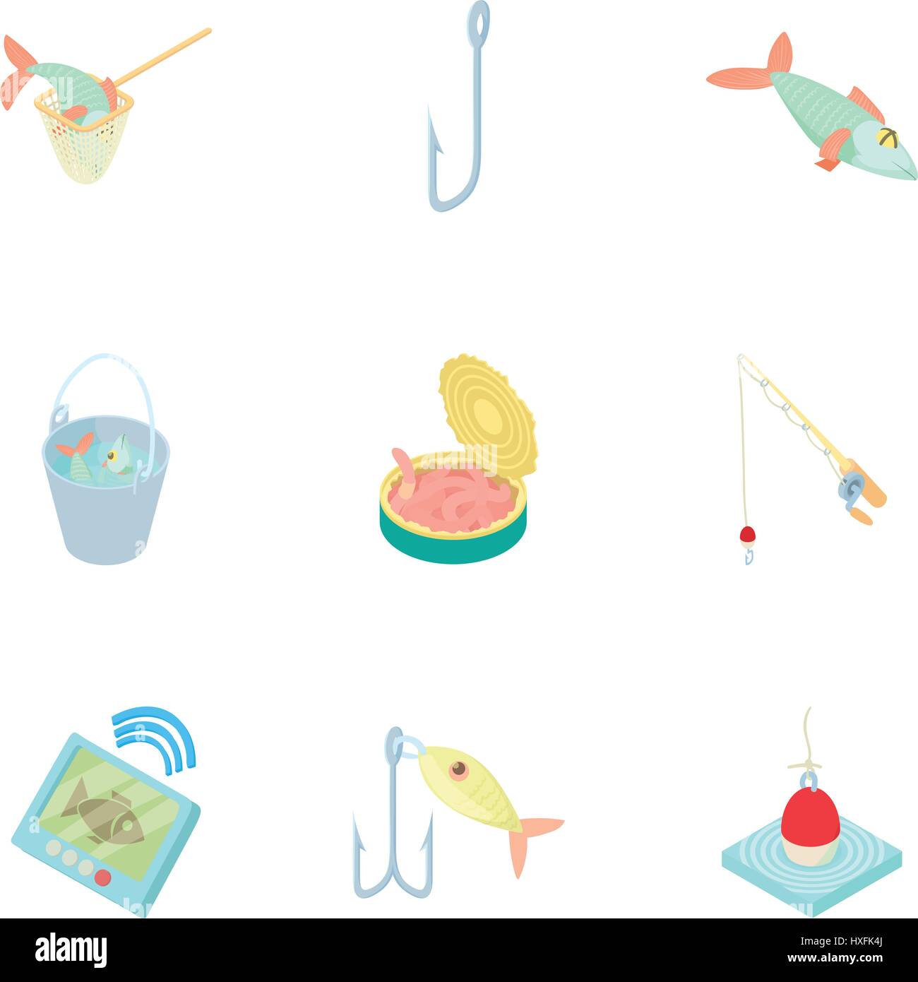 Fishing icons set, cartoon style Stock Vector Image & Art - Alamy