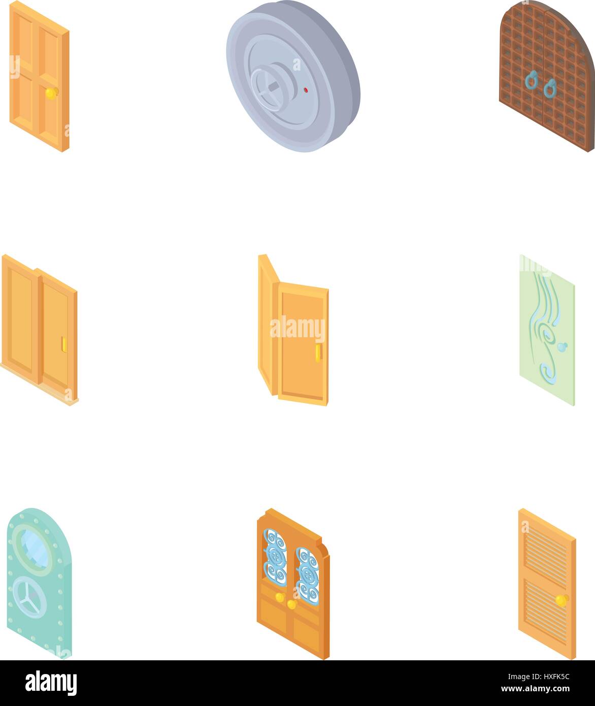 Types of doors icons set, cartoon style Stock Vector Image & Art - Alamy