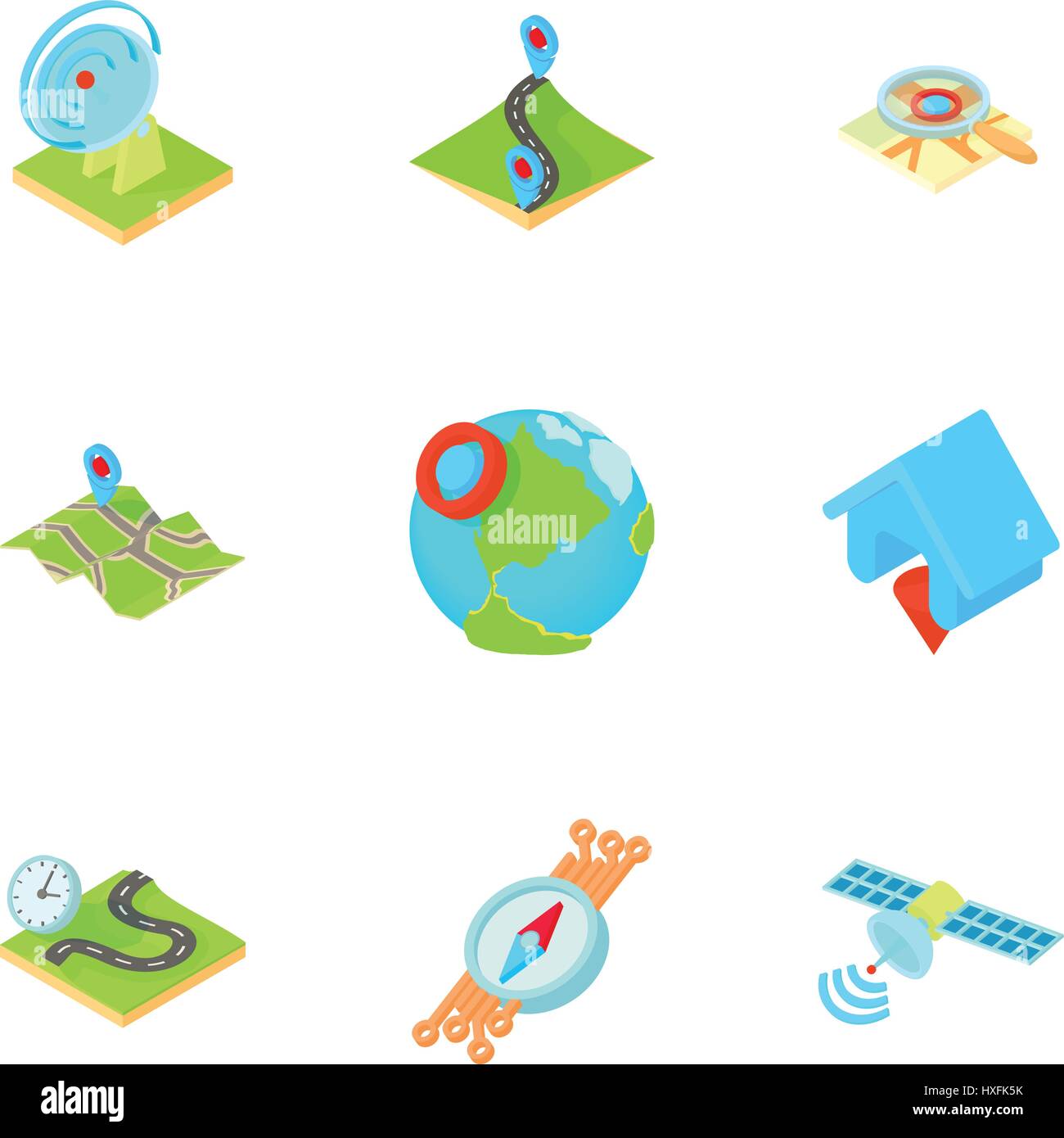 GPS icons set, cartoon style Stock Vector Image & Art - Alamy