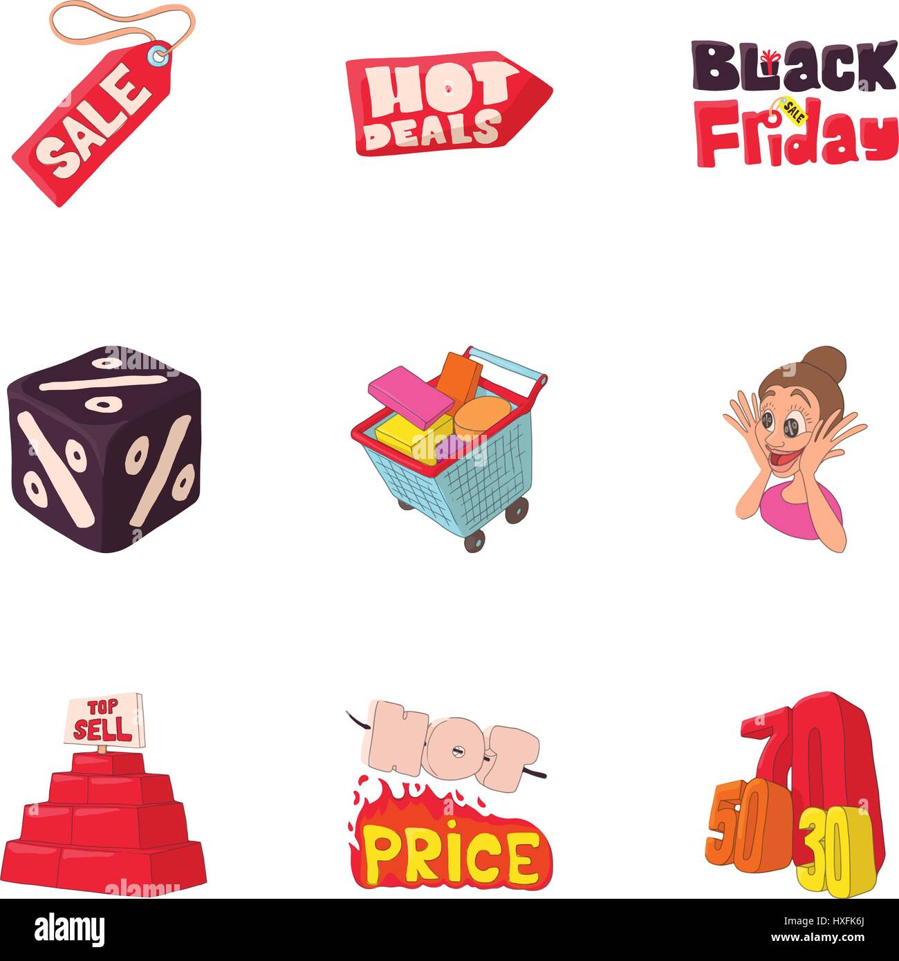 Sale icons set, cartoon style Stock Vector Image & Art - Alamy
