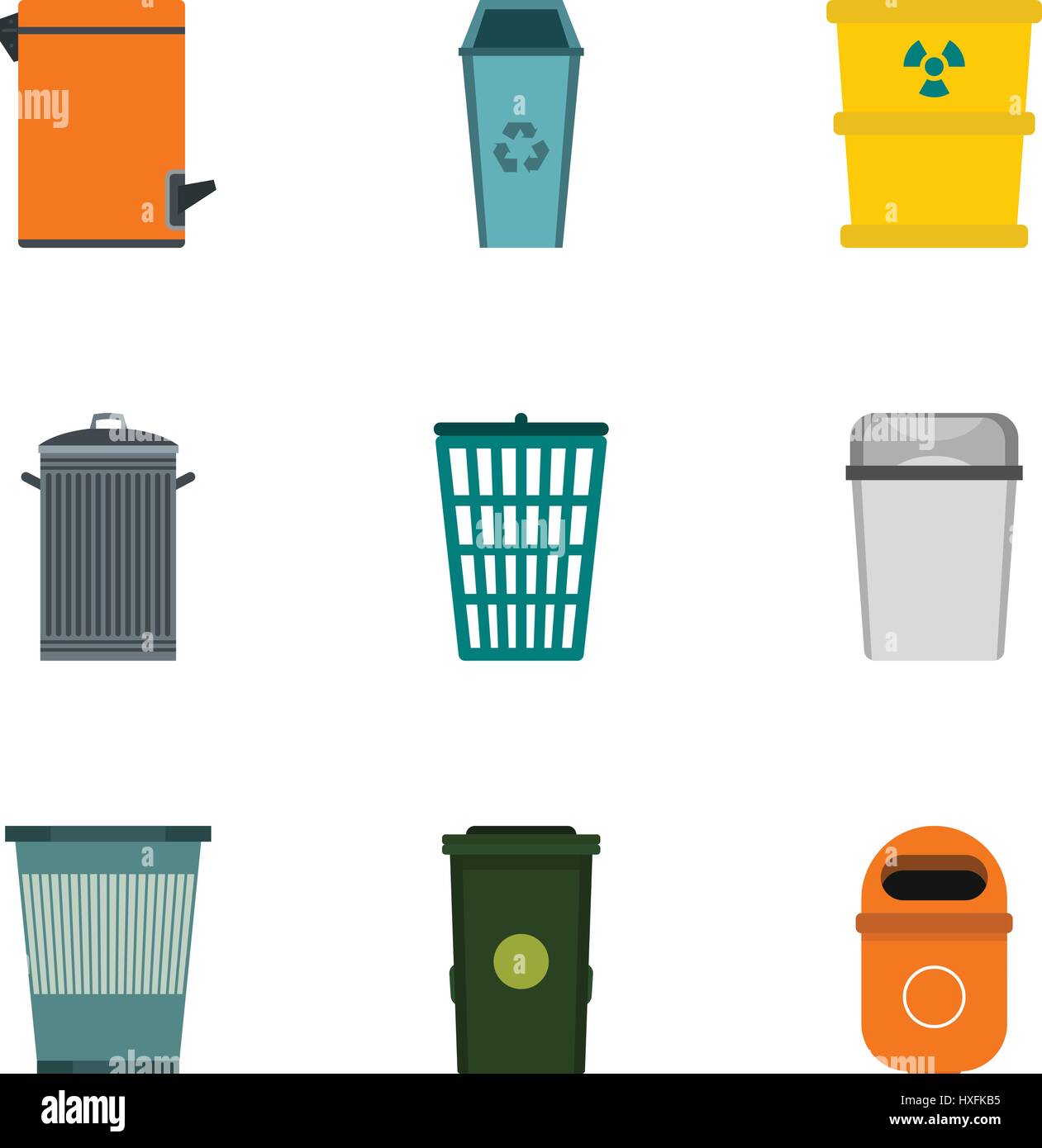 Garbage icons set, flat style Stock Vector Image & Art - Alamy