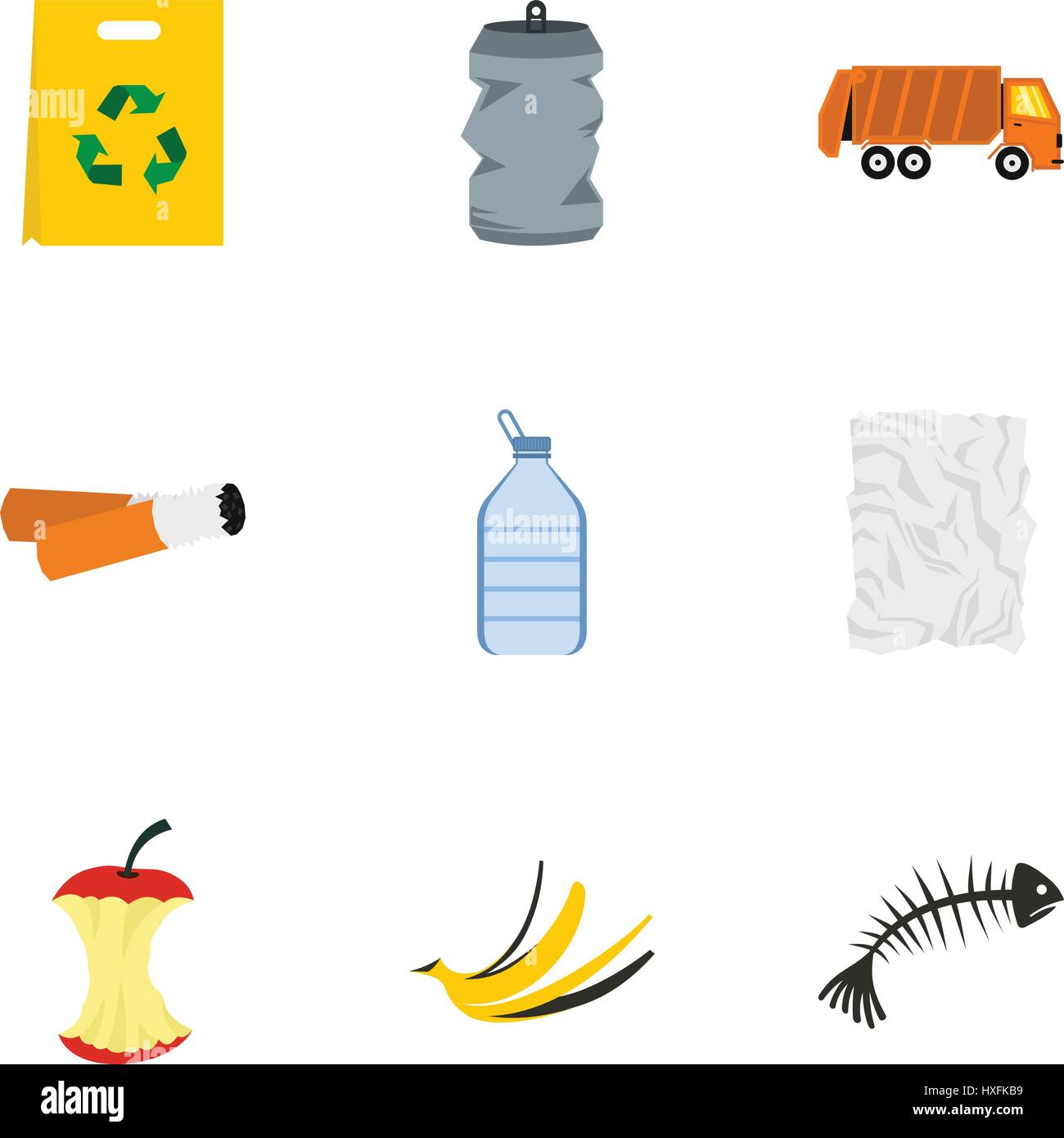 Garbage icons set, flat style Stock Vector Image & Art - Alamy