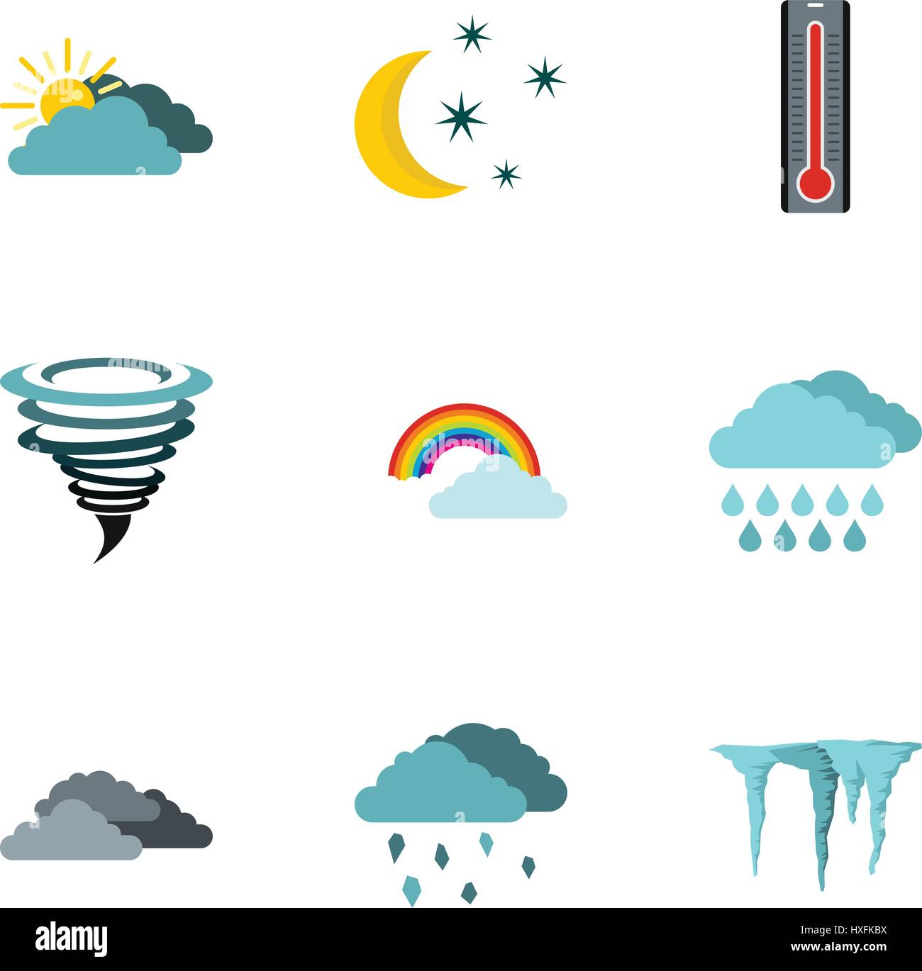 Weather forecast icons set, flat style Stock Vector Image & Art - Alamy