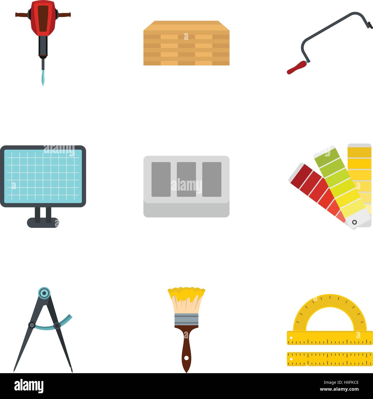 Building tools icons set, flat style Stock Vector Image & Art - Alamy