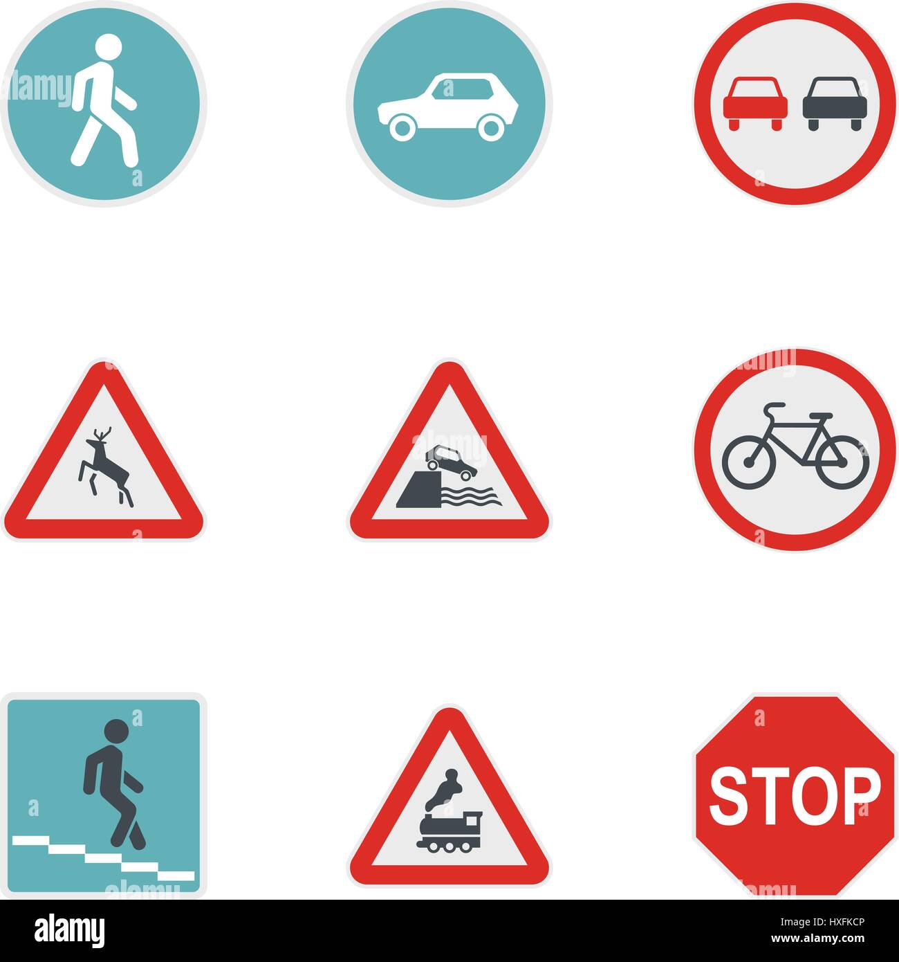 Sign warning icons set, flat style Stock Vector Image & Art - Alamy