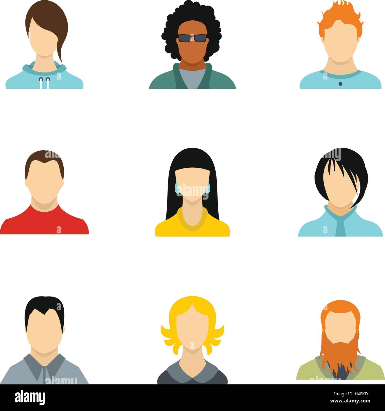 Avatar icons set, flat style Stock Vector Image & Art - Alamy