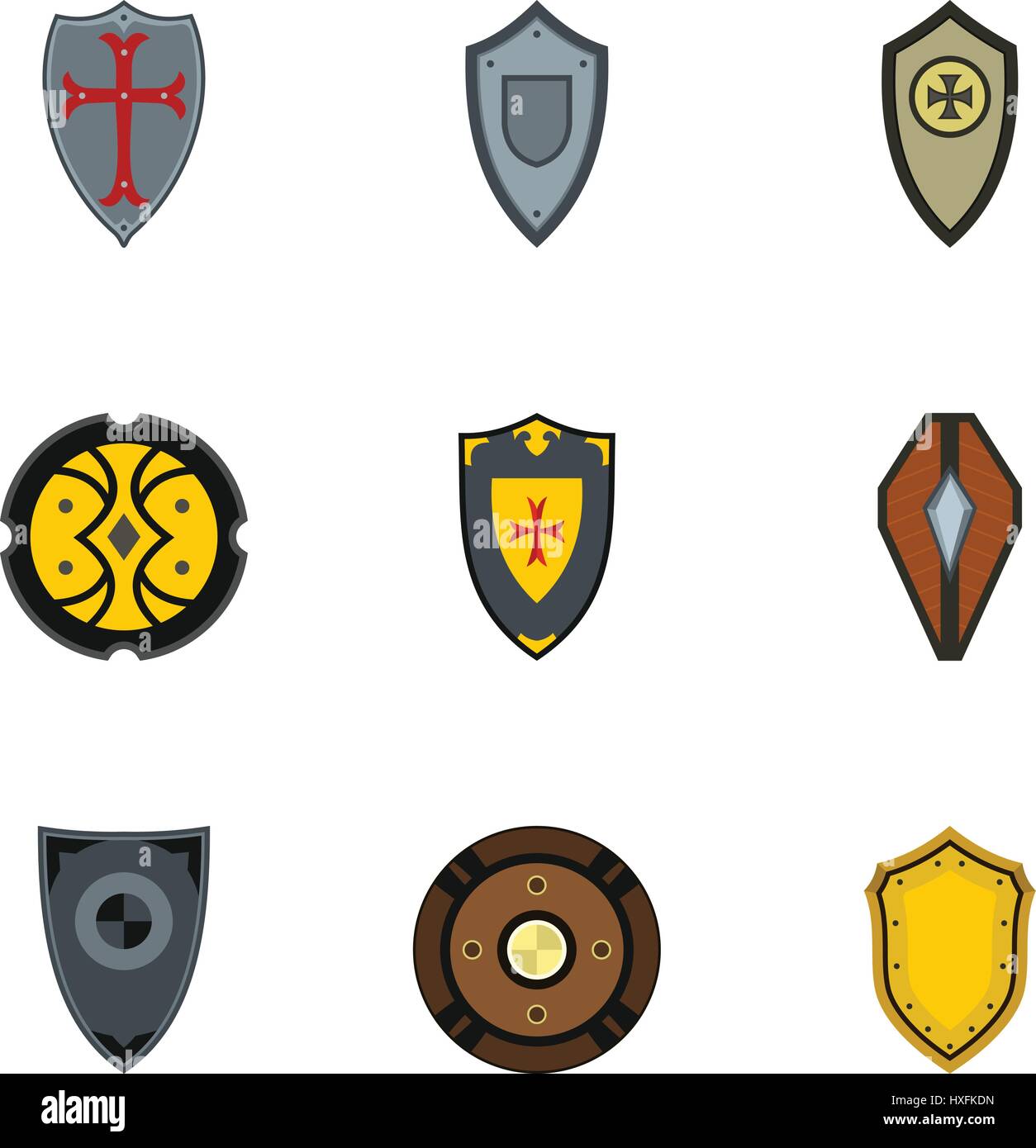 Shield icons set, flat style Stock Vector Image & Art - Alamy