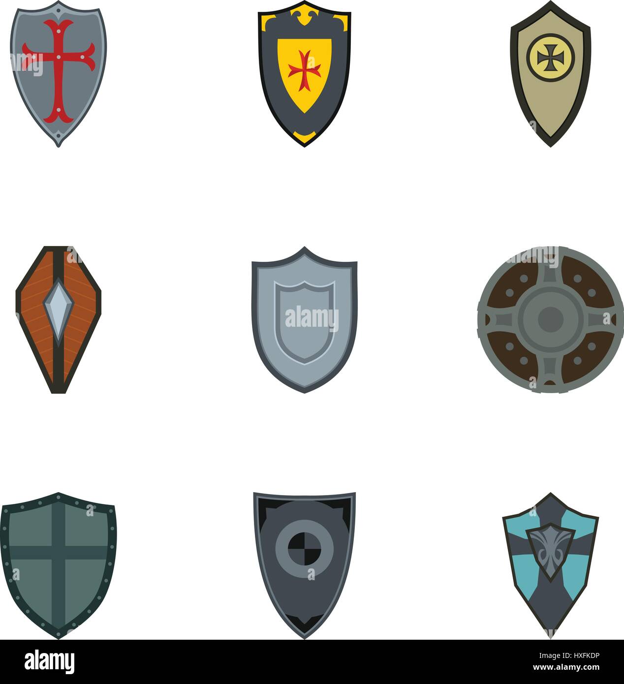 Protective shield icons set, flat style Stock Vector Image & Art - Alamy