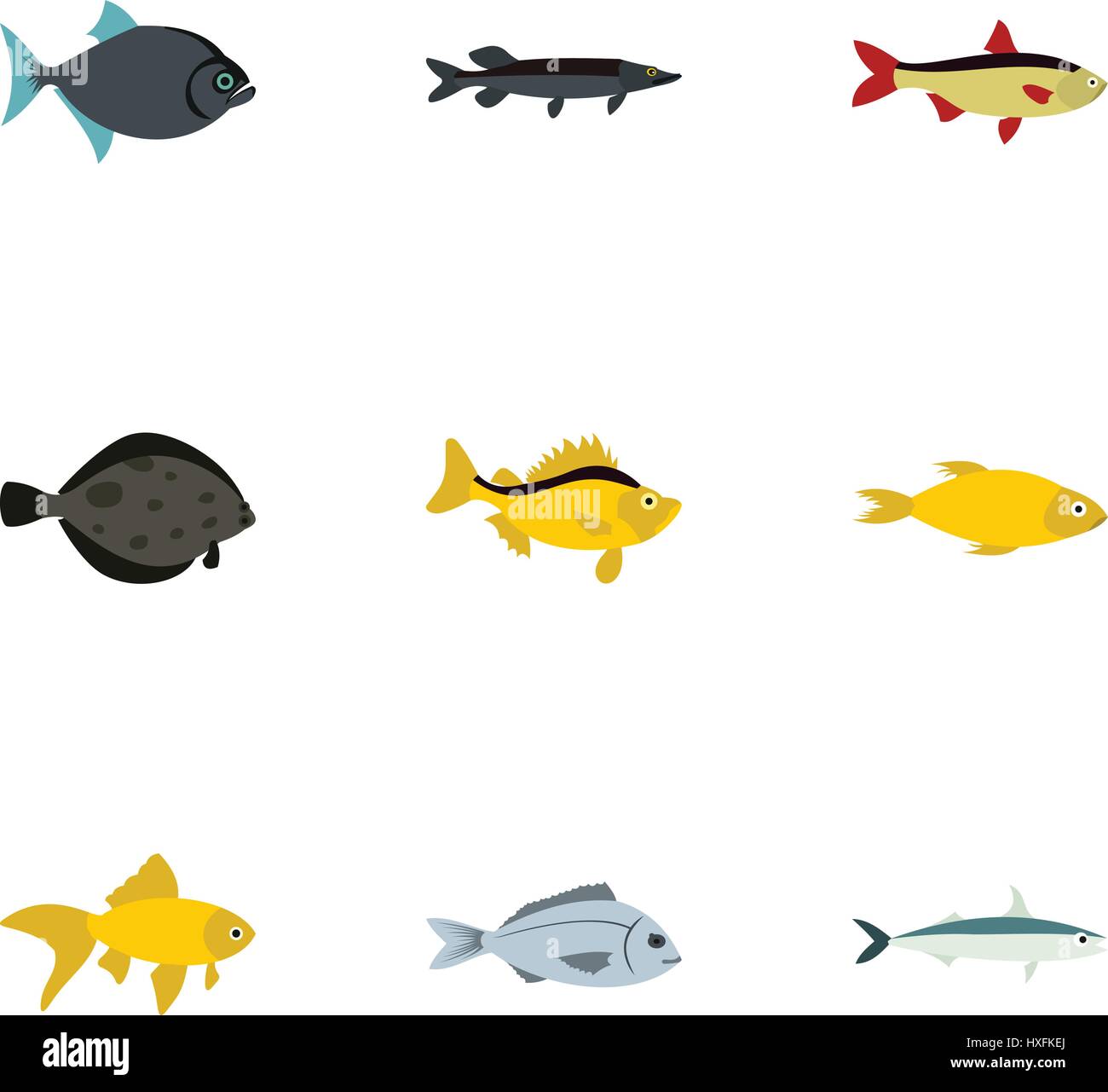 Tropical fish icons set, flat style Stock Vector Image & Art - Alamy