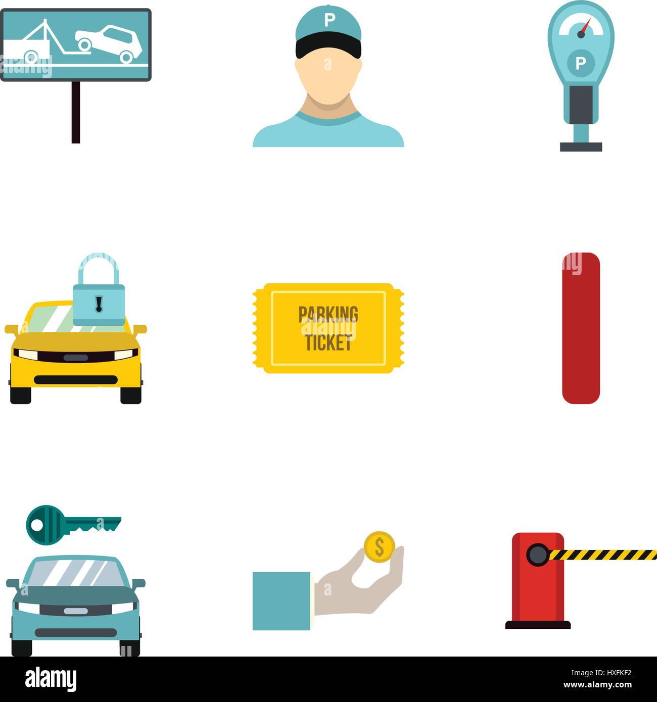 Valet parking icons set, flat style Stock Vector Image & Art - Alamy