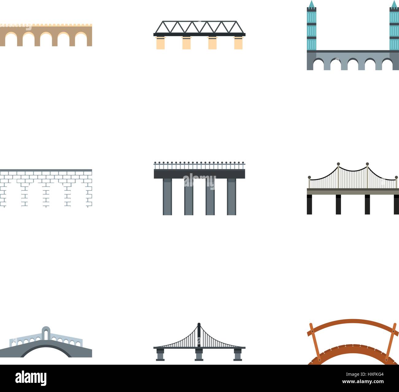 Bridge transition icons set, flat style Stock Vector Image & Art - Alamy