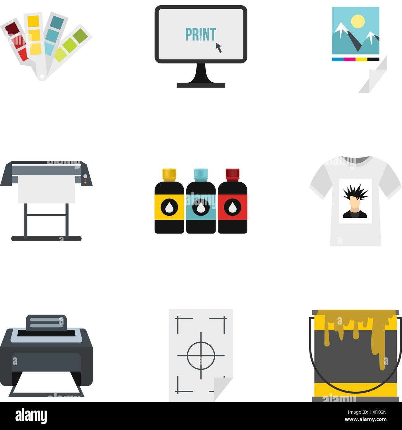 Print icons set, flat style Stock Vector Image & Art - Alamy