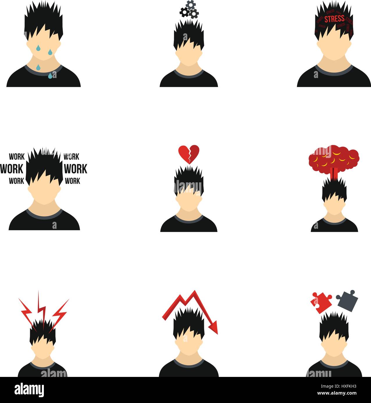 Emotional feelings icons set, flat style Stock Vector Image & Art - Alamy