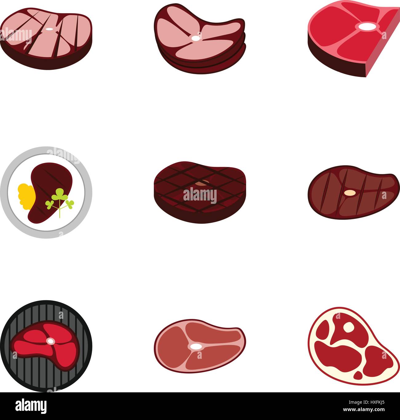 Beef icons set, flat style Stock Vector Image & Art - Alamy