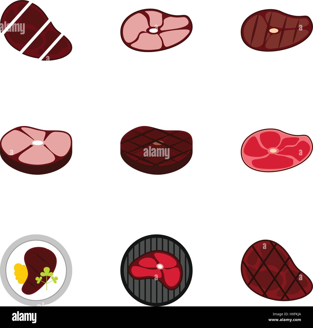 Kind of beef icons set, flat style Stock Vector Image & Art - Alamy