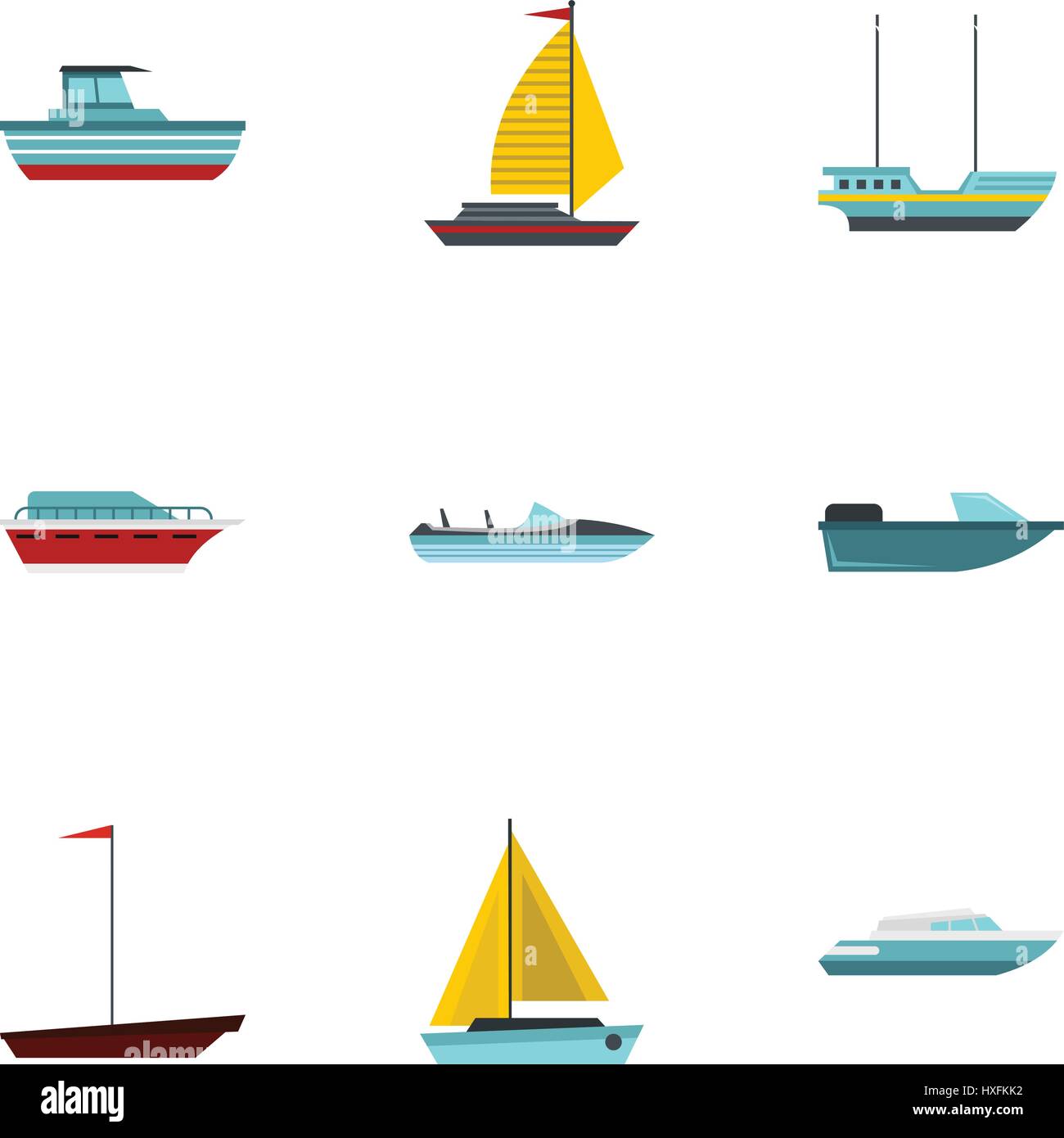 Yacht icons set, flat style Stock Vector Image & Art - Alamy