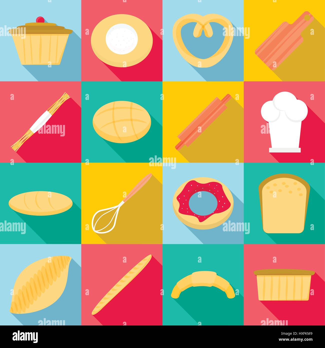 Bakery products icons set, flat style Stock Vector Image & Art - Alamy