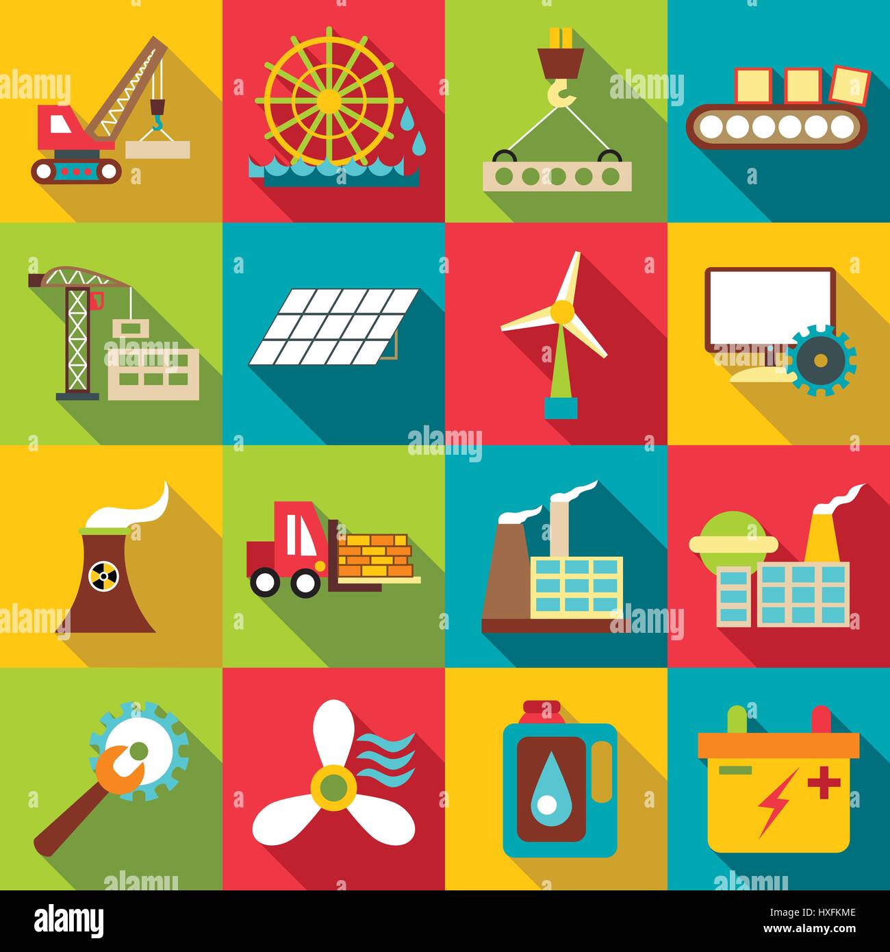 Industrial icons set, flat style Stock Vector Image & Art - Alamy