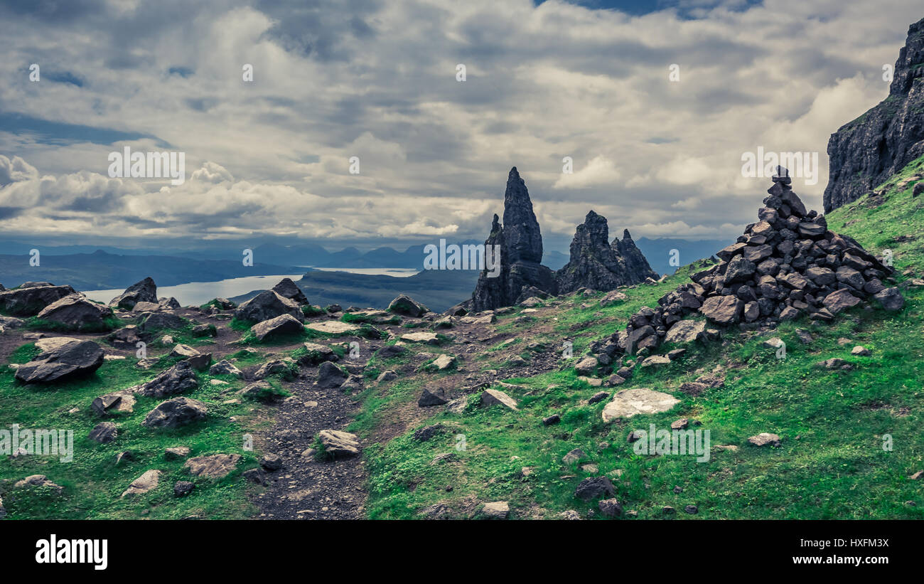 Stunning view to Old Man of Storr in Scotland Stock Photo - Alamy