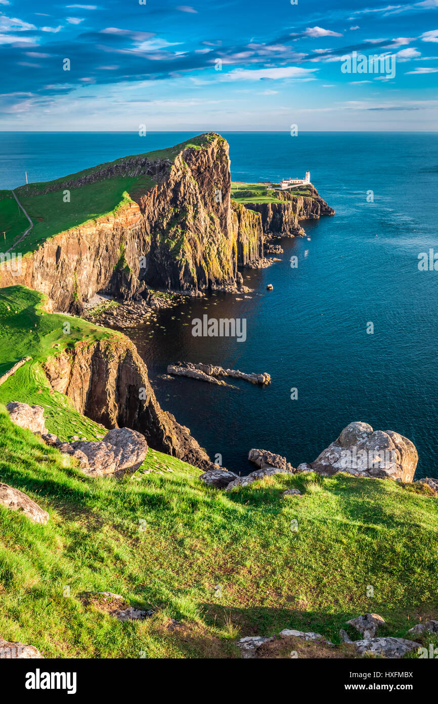 Stunning sunset at the Neist point lighthouse, Scotland Stock Photo - Alamy