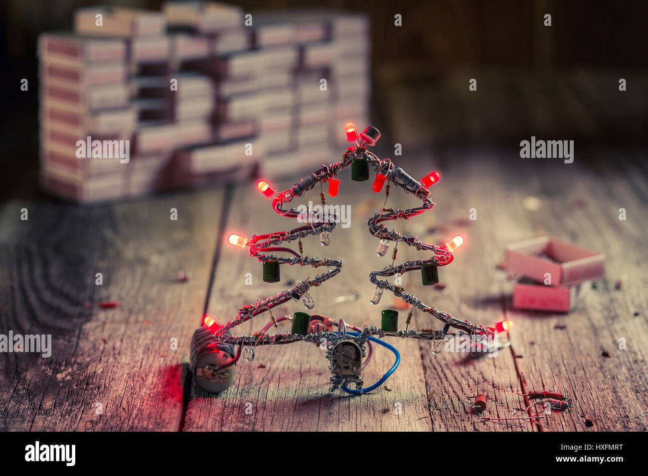 Christmas tree made of led and electronic components Stock Photo - Alamy