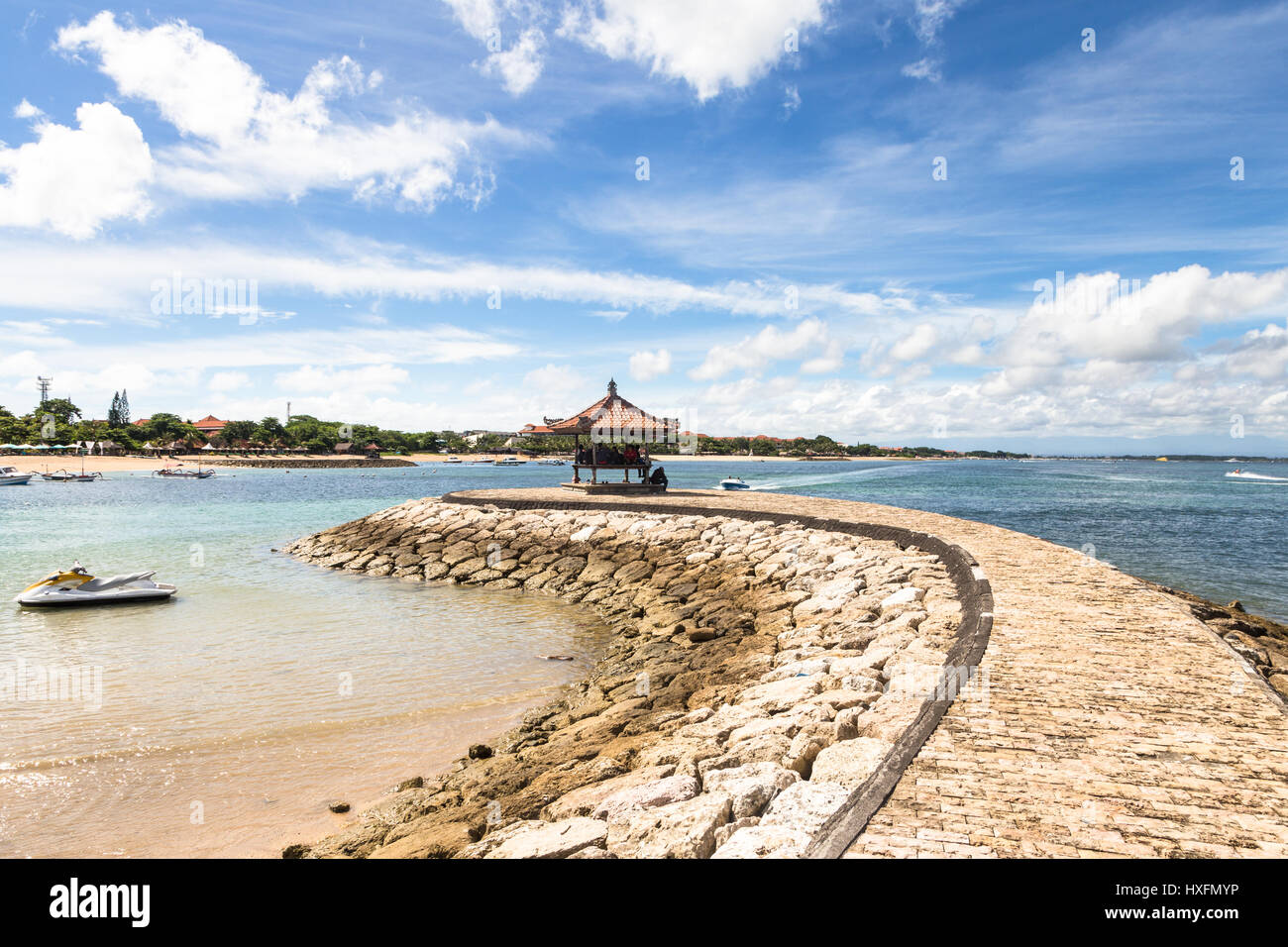 Jetty in Nusa Dua in Bali south part of the famous resort island in ...