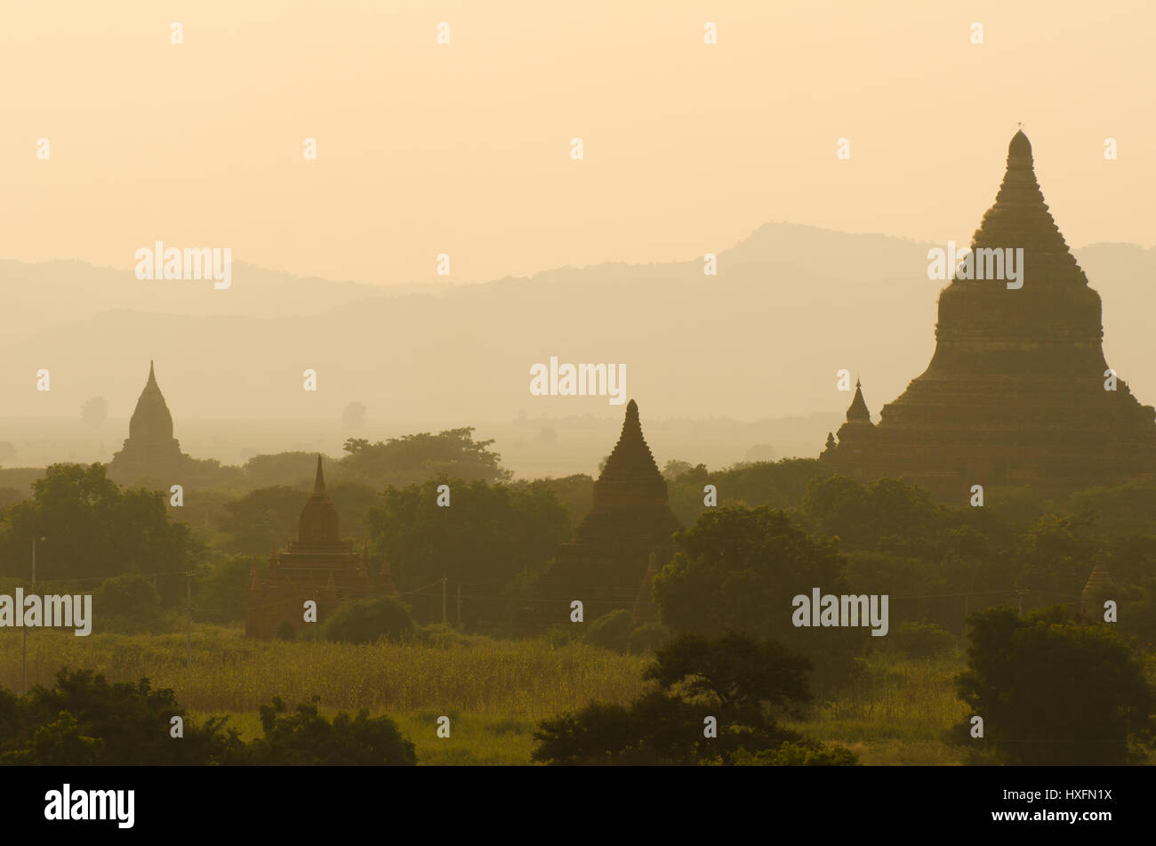 sunset at bagan, myanmar Stock Photo - Alamy