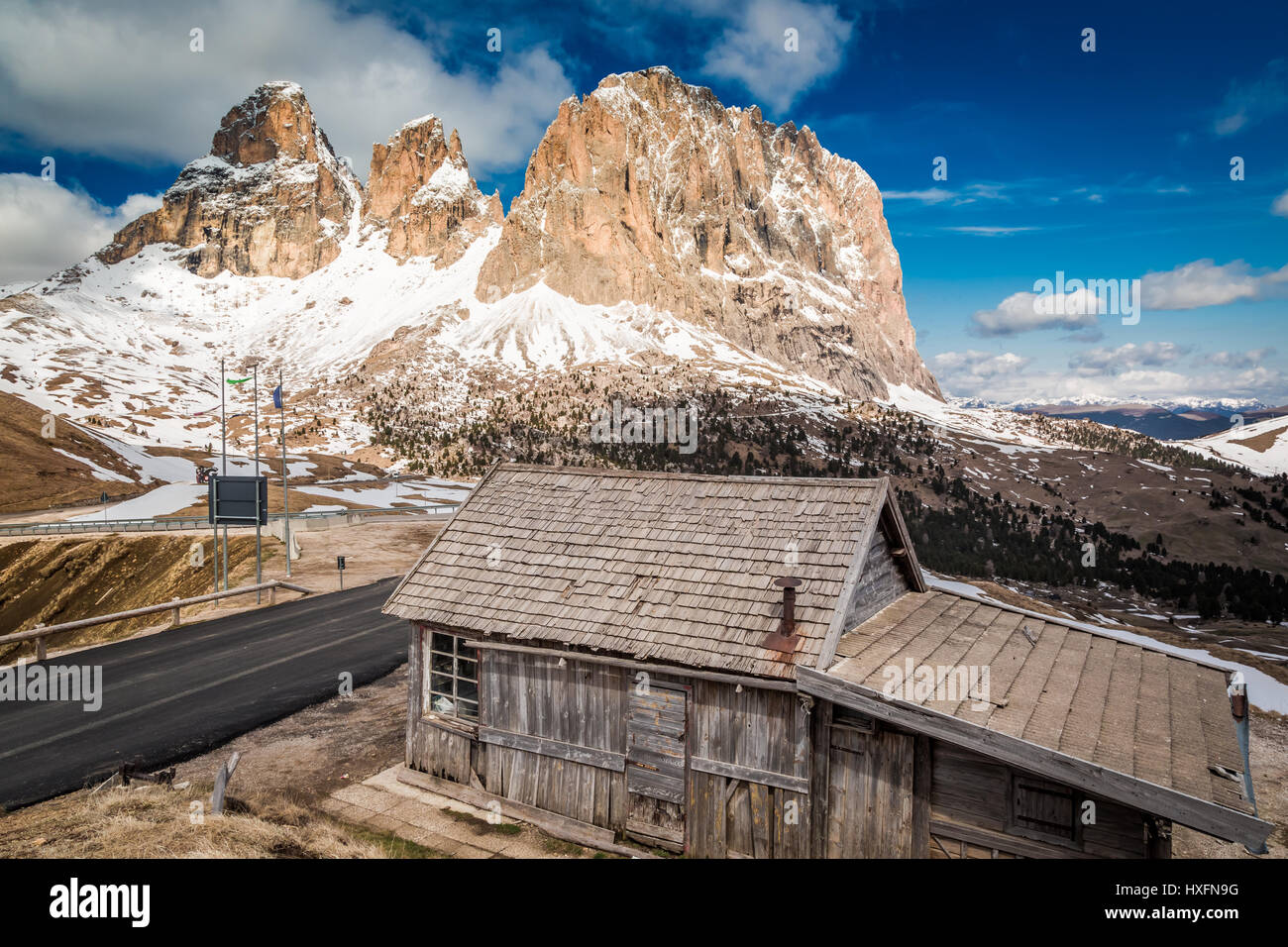 Small old wooden cottage in the Dolomites, Italy Stock Photo - Alamy