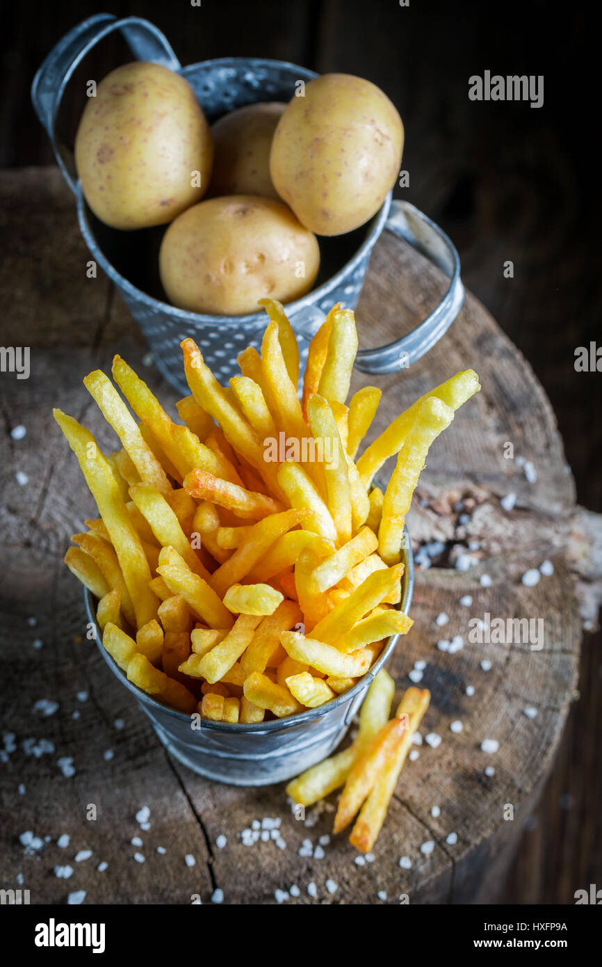 Yummy french fries with salt made of fresh potato Stock Photo - Alamy