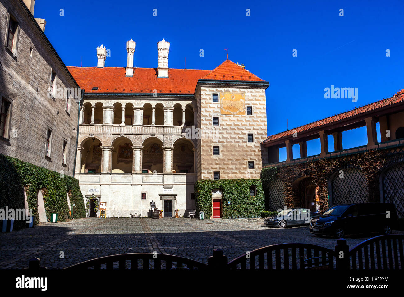 Courtyard Melnik Castle Czech Republic, Europe Stock Photo - Alamy